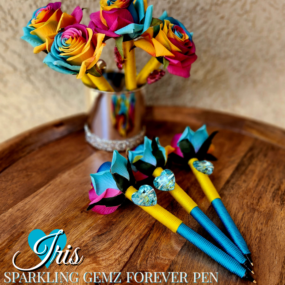 "Iris" Faux Flower Pen – Sparkling Gemz, LLC